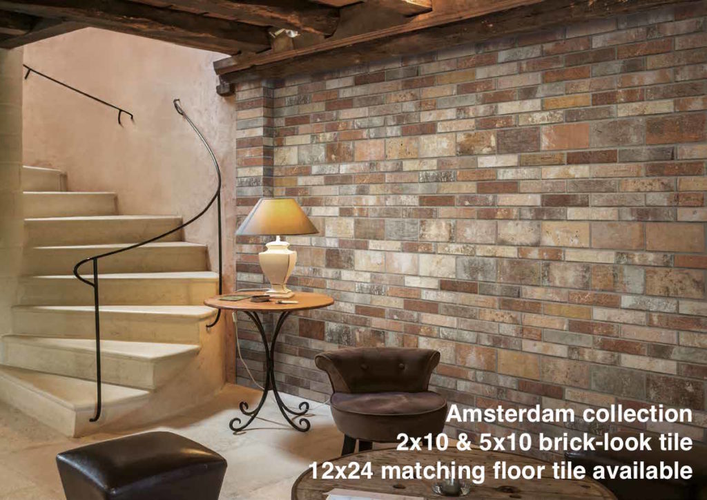 A modern twist on an old-time favorite: using brick-look porcelain tile ...