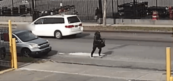 Video shows armed bandit stealing a man’s backpack on an industrial ...