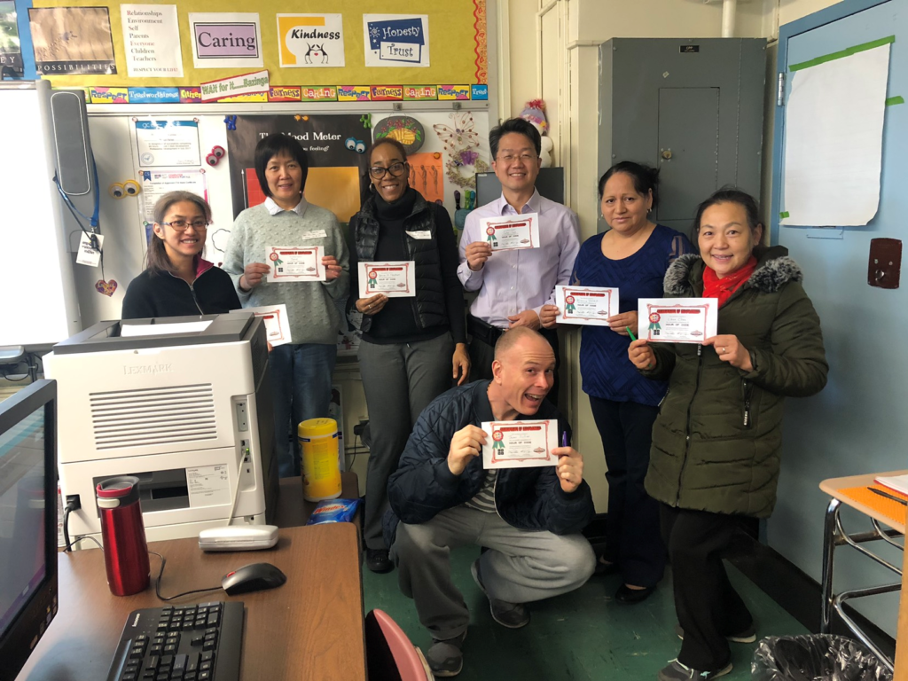 Bayside middle school parents take part in an ‘hour of code’ during ...