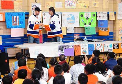 Islanders visit PS 24 in Flushing to tell students to stay in school ...