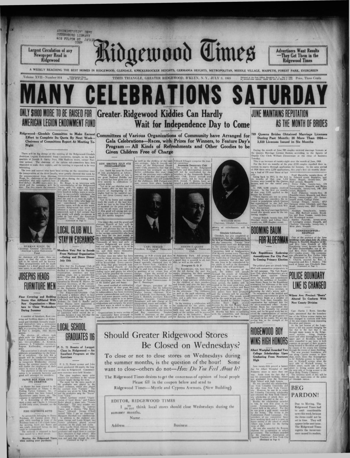 Ridgewood Times: July 3, 1925 – QNS