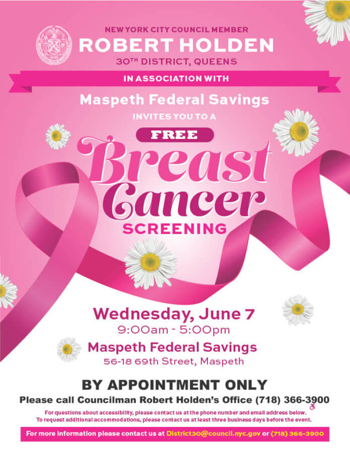 Councilman to host free breast cancer screening event at Maspeth ...