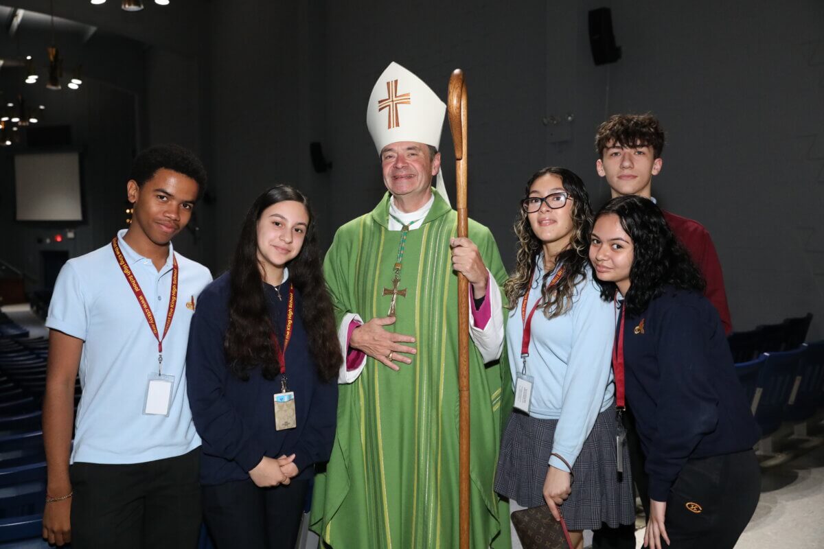 Bishop Robert Brennan visits Christ the King High School in Middle ...