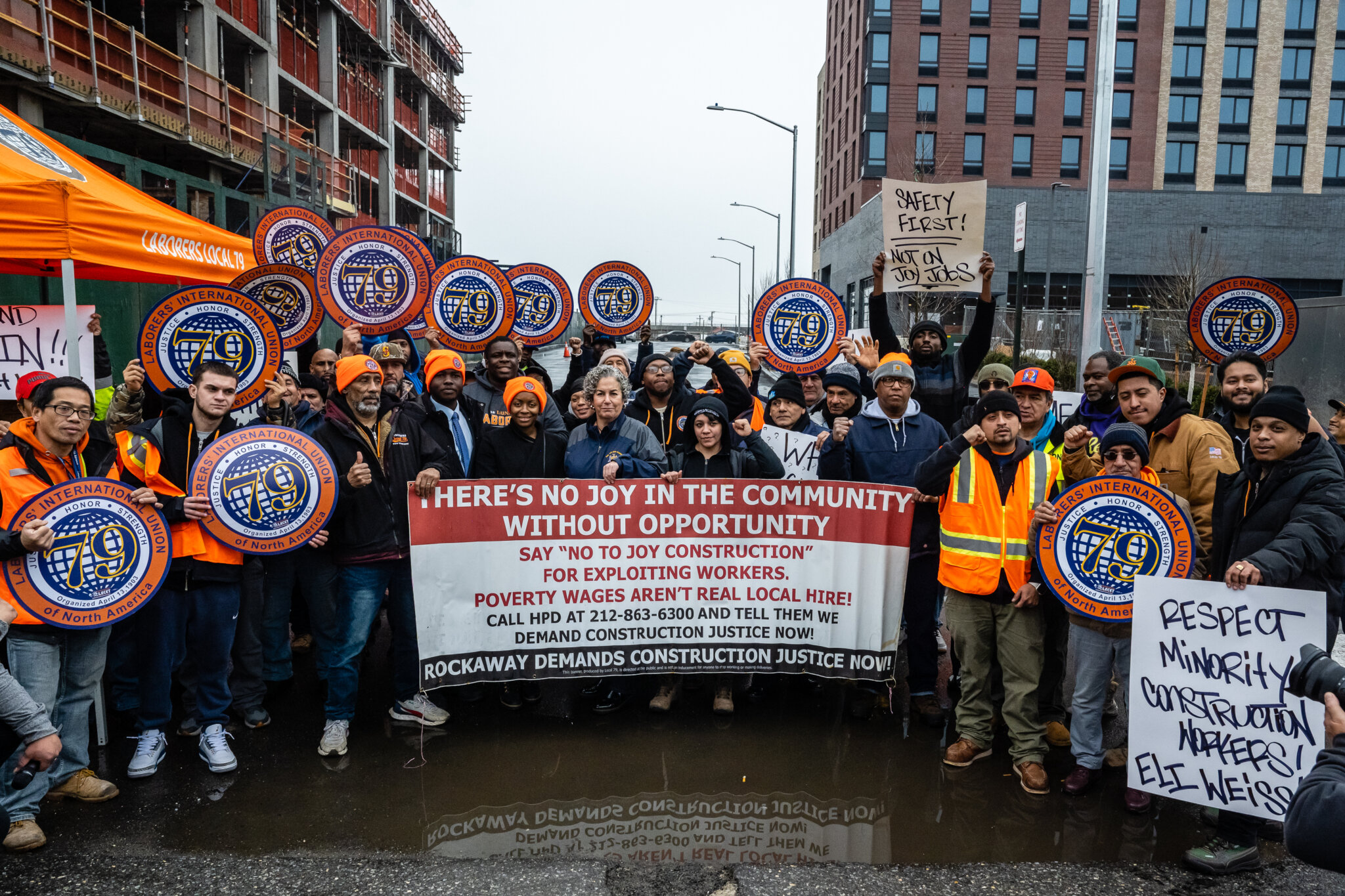 Union construction workers and elected officials demand removal of Joy ...