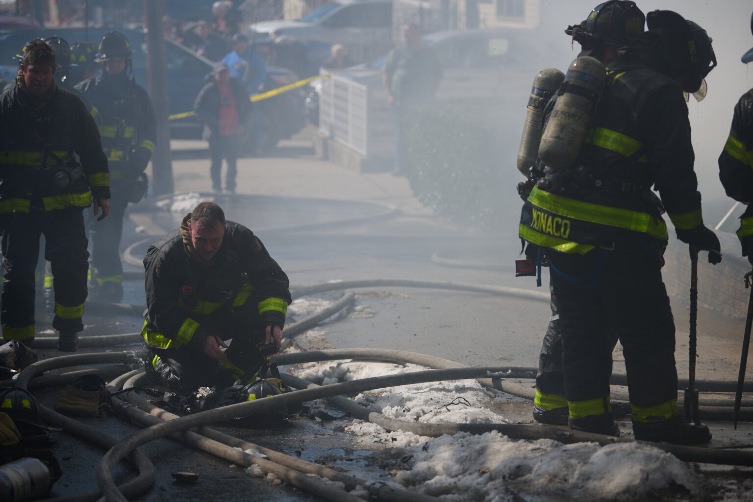 Mother, two children hurt, firefighters injured battling three-alarm ...